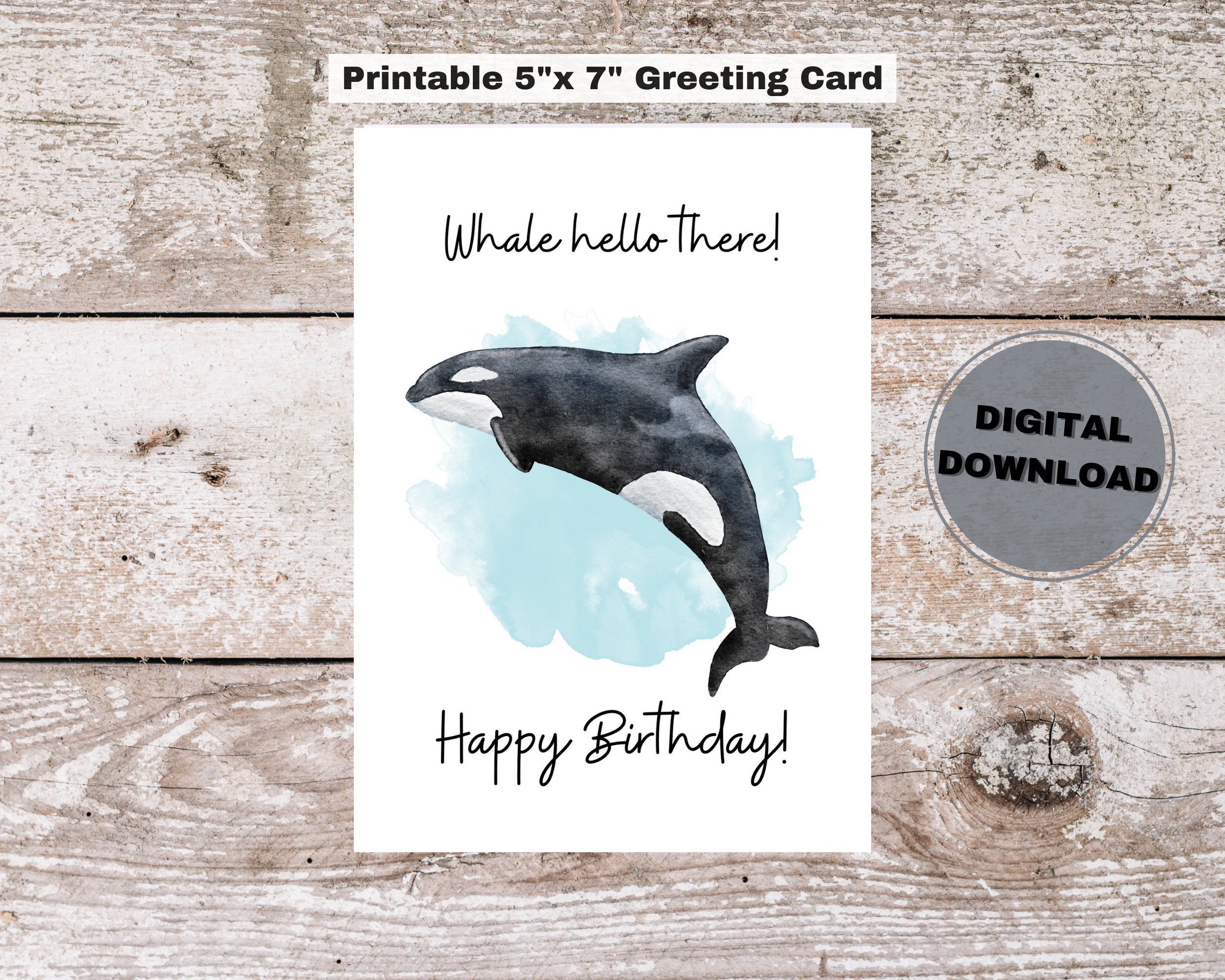 Printable Happy Birthday Card Orca Birthday Card Child Birthday Card ...