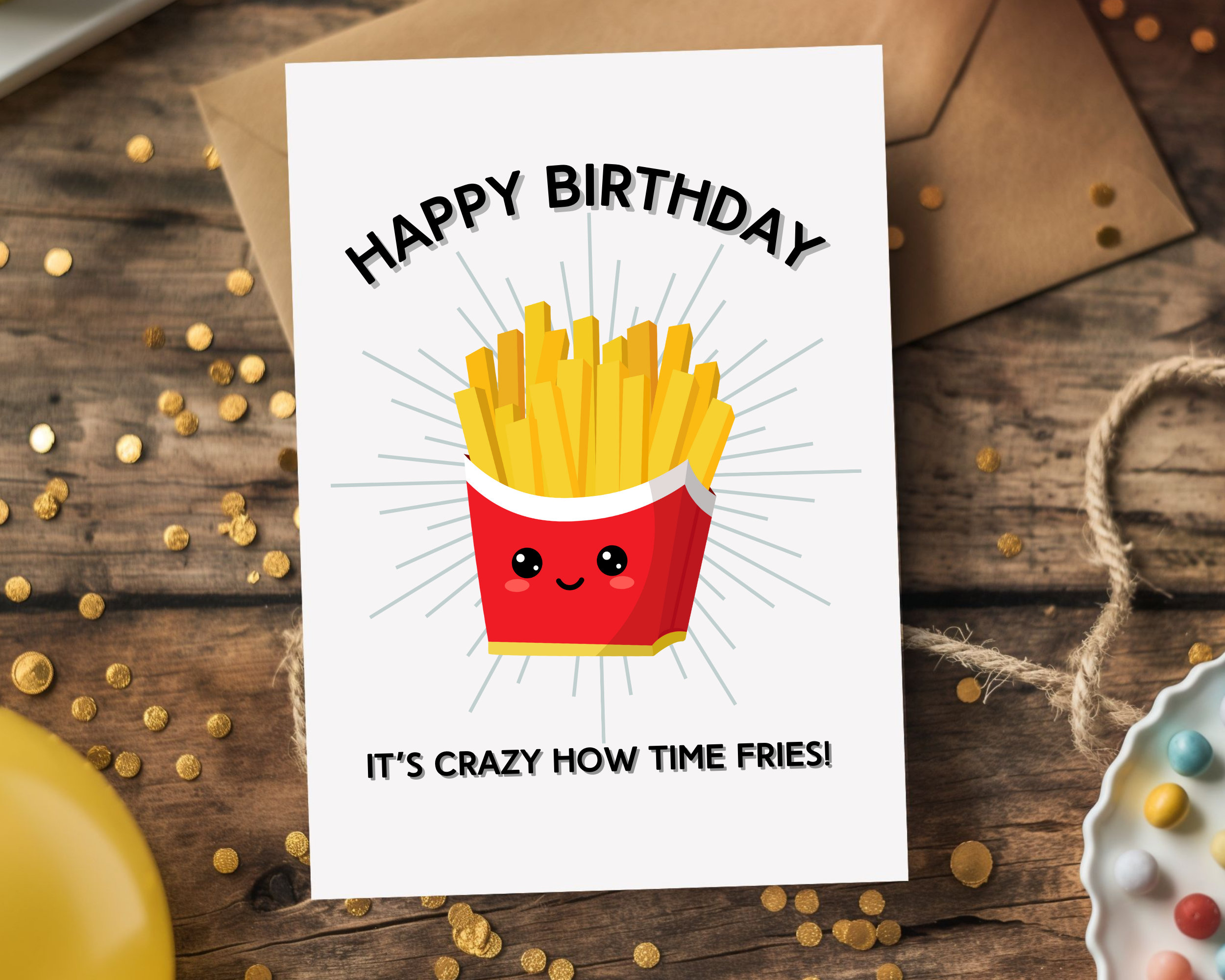 French Fries Birthday Card Cute Punny Card Kids Birthday Son Daughter ...
