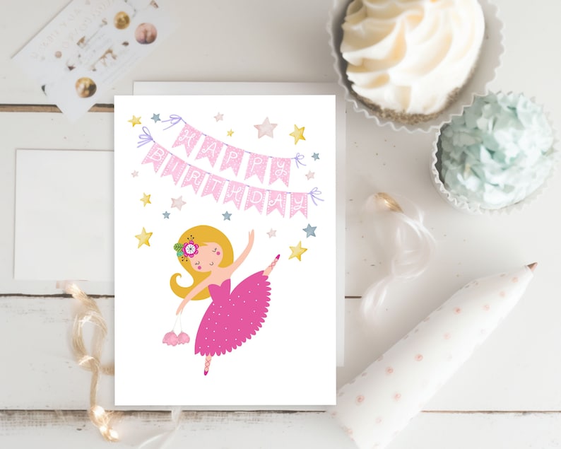 Printable Ballerina Birthday Card Happy Birthday Ballet Birthday Girl ...