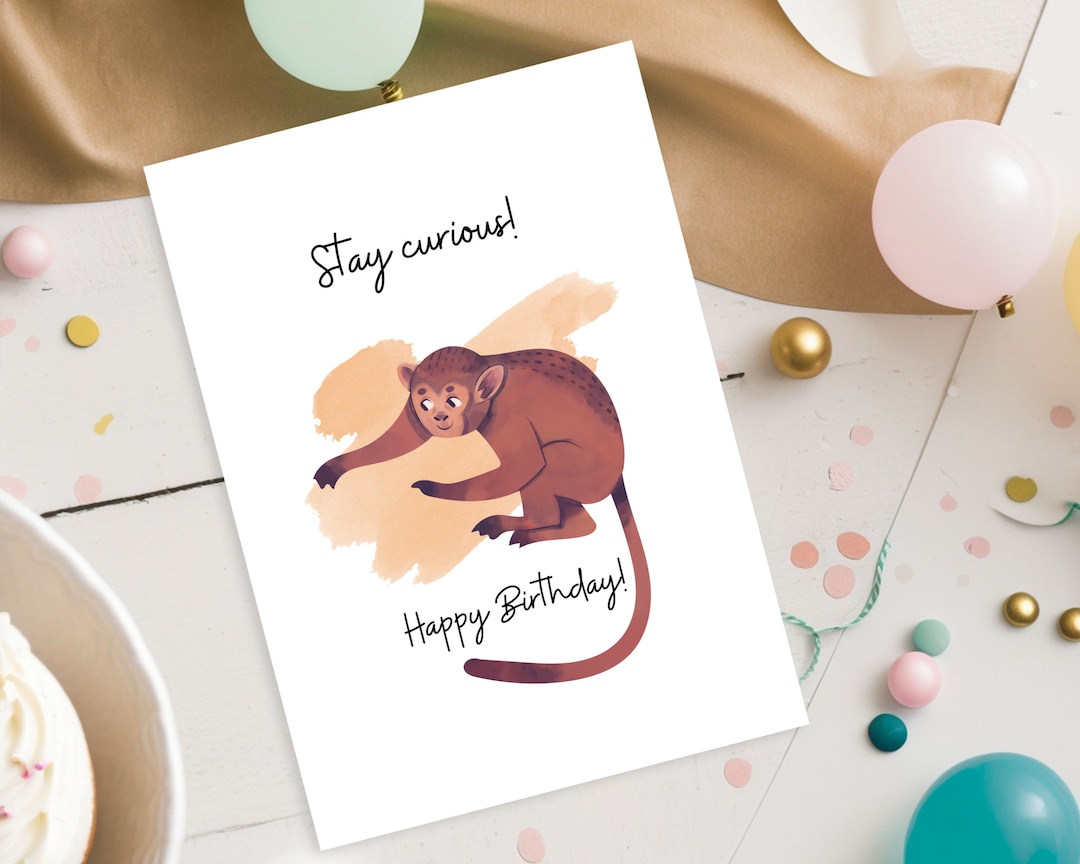 Printable Happy Birthday Card Monkey Birthday Card Child Birthday Card ...