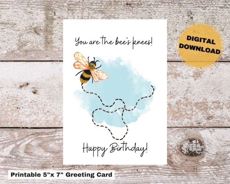 Printable Happy Birthday Card Bee Birthday Card Child Birthday Card ...