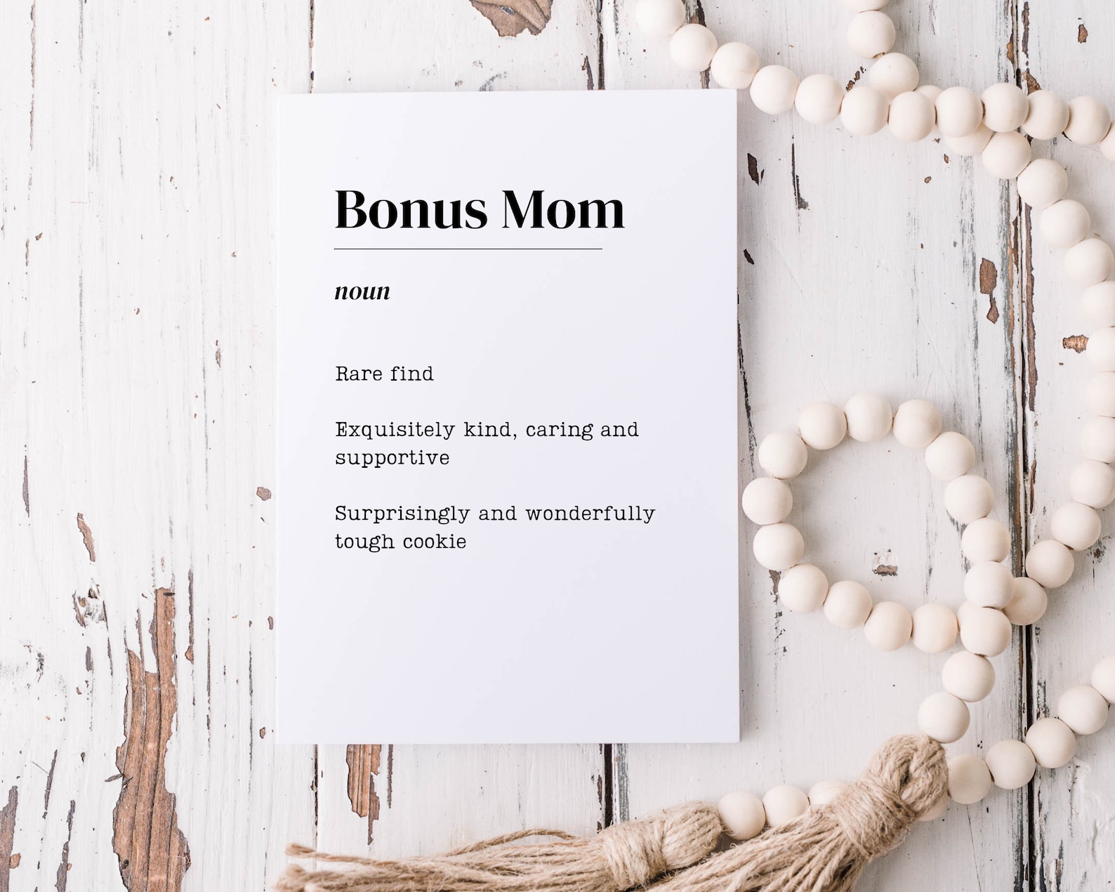 Printable Mother's Day Card Bonus Mom Definition Card for Stepmom for ...