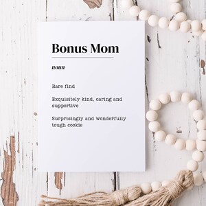 Printable Mother's Day Card Bonus Mom Definition Card for Stepmom for ...