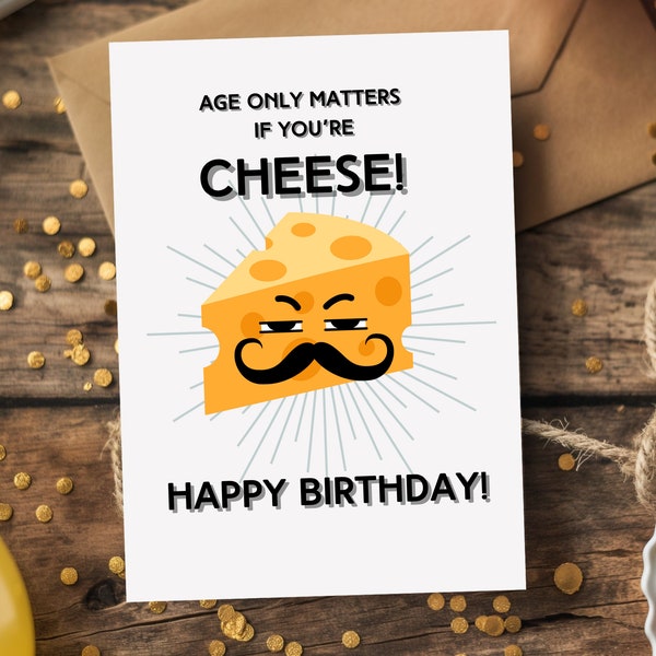 Cheese Birthday Card - Etsy