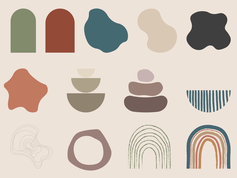 Boho Clipart Bundle | Abstract Boho Elements| Boho Shapes | SVG & PNG ...