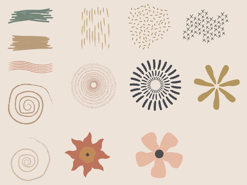 Boho Clipart Bundle | Abstract Boho Elements| Boho Shapes | SVG & PNG ...