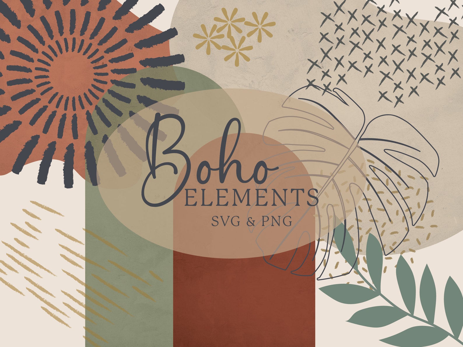 Boho Clipart Bundle | Abstract Boho Elements| Boho Shapes | SVG & PNG ...