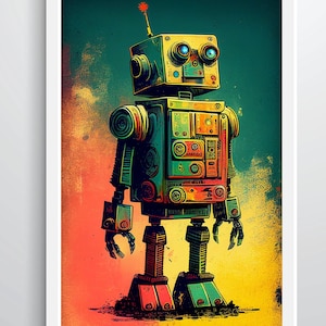 Retro Robot Wall Art for Game Room Robot Poster Art Digital Download - Etsy