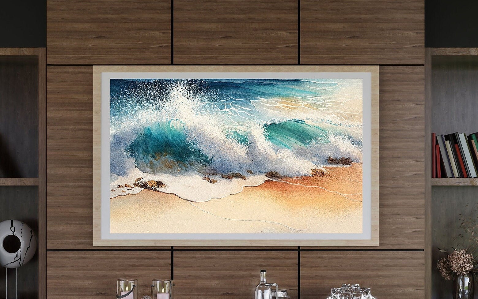 Ocean Waves Meet the Sand Painting Wall Art for Home Office Beach Art ...