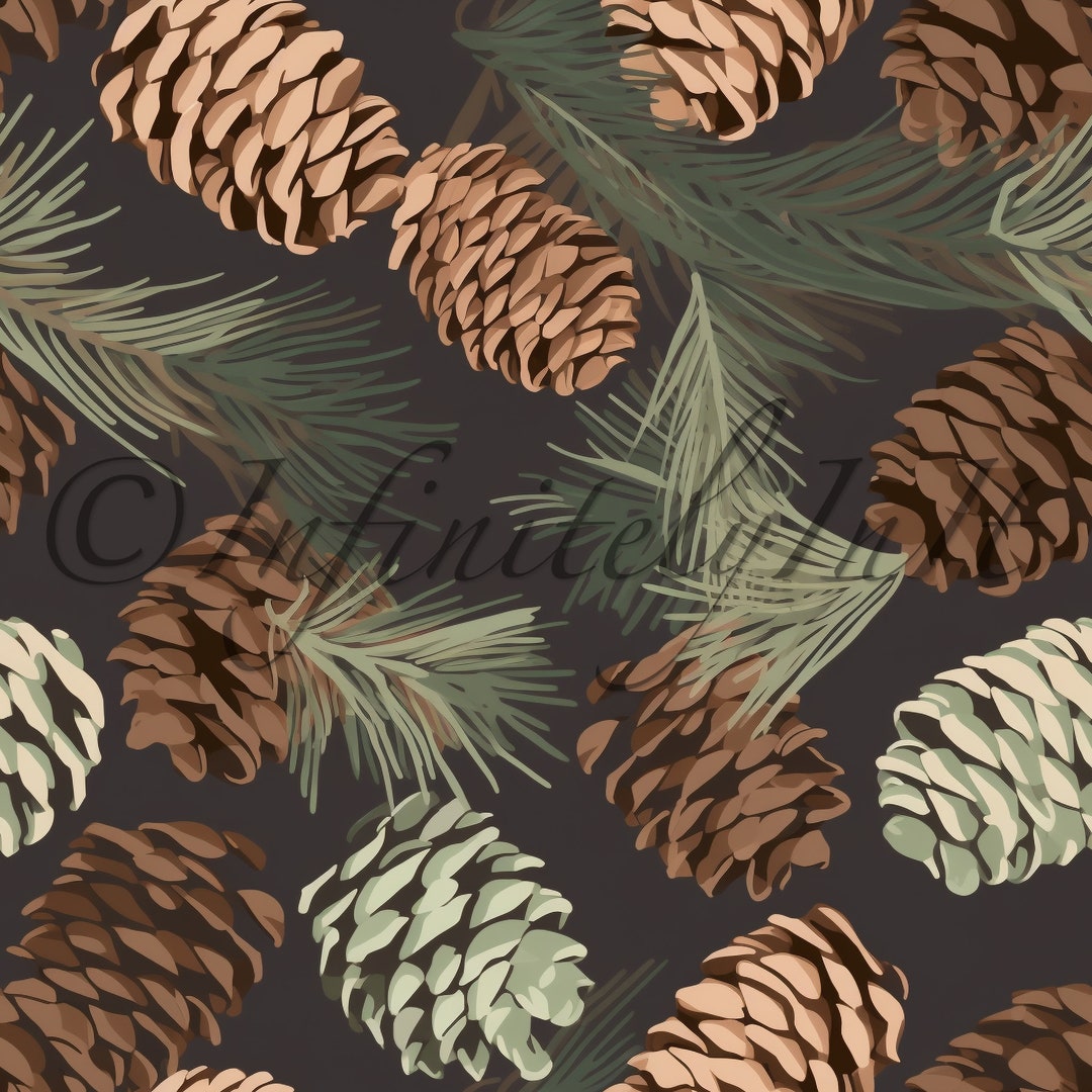 Pine Cones Seamless Pattern Tile for Personal or Commercial Use Digital ...