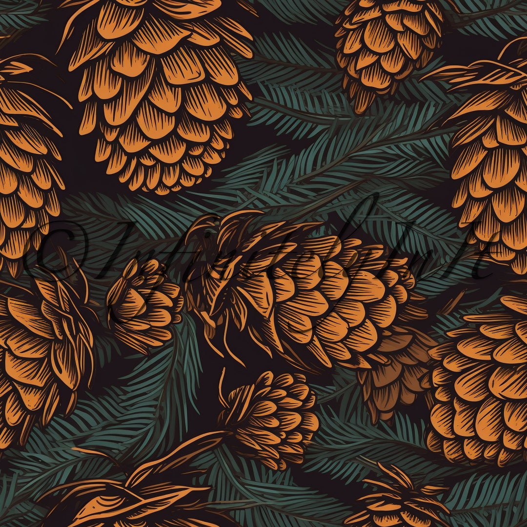 Pine Cones Seamless Pattern Tile for Personal or Commercial Use Digital ...