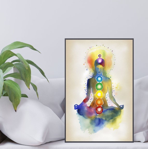 Meditation Chakra Art Chakras In Lotus Position With Sacred Symbols
