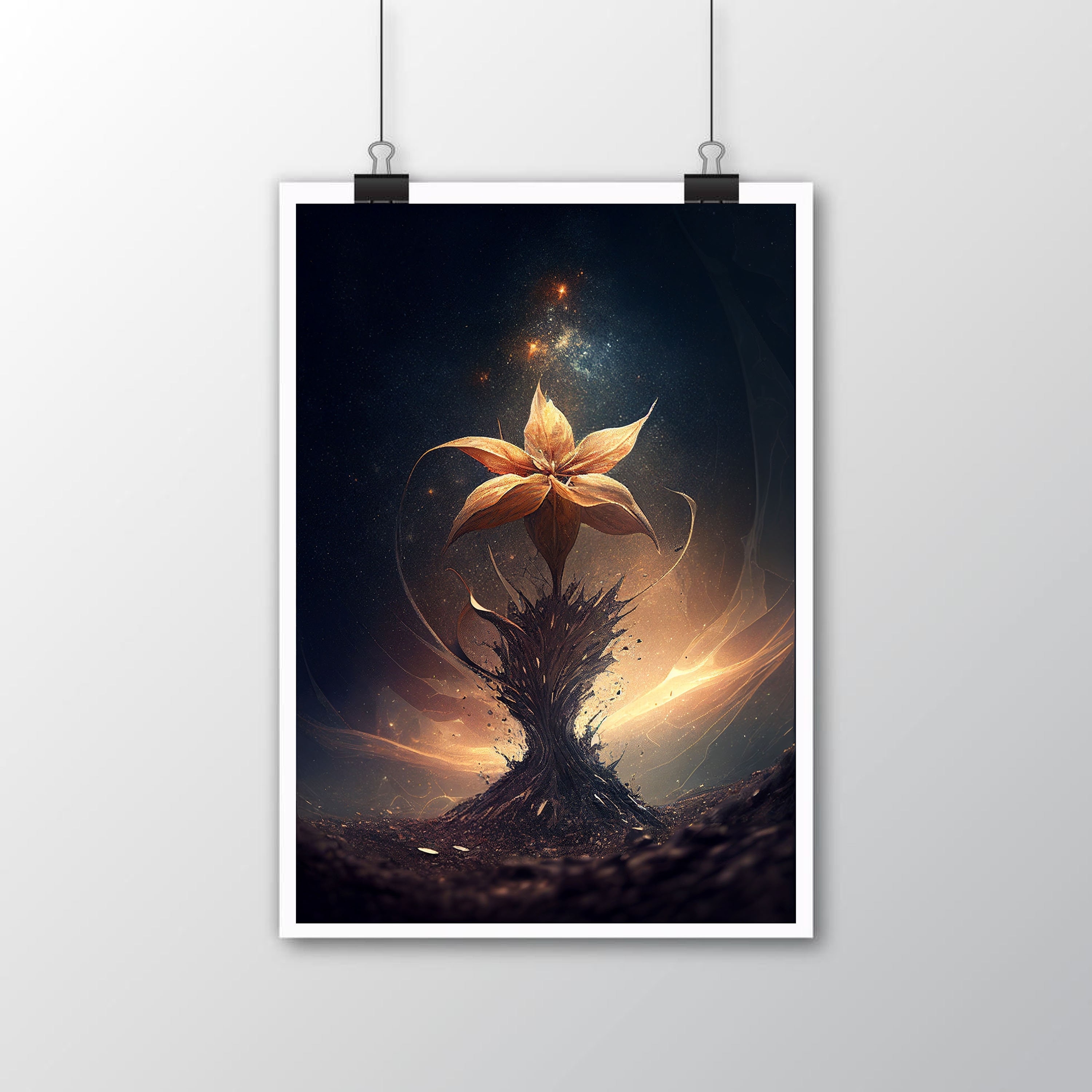 Starflower and Night Sky Art Decor Office Wall Art Stars and Universe ...
