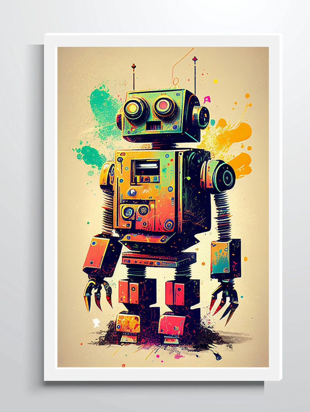 Retro Robot Kids Room Art Piece Digital Print - Multiple Size Options ...