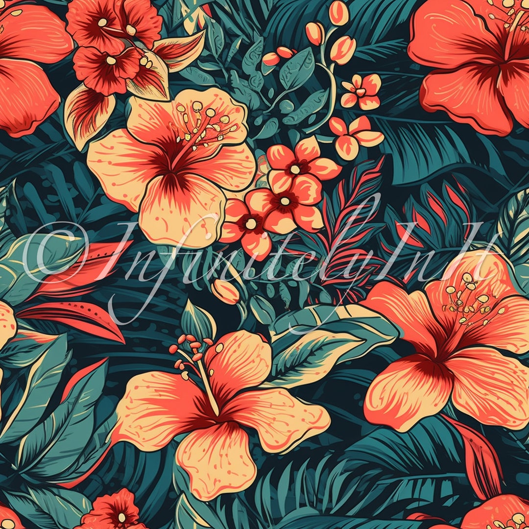 Hawaiian Floral Seamless Pattern Digital Download - Etsy