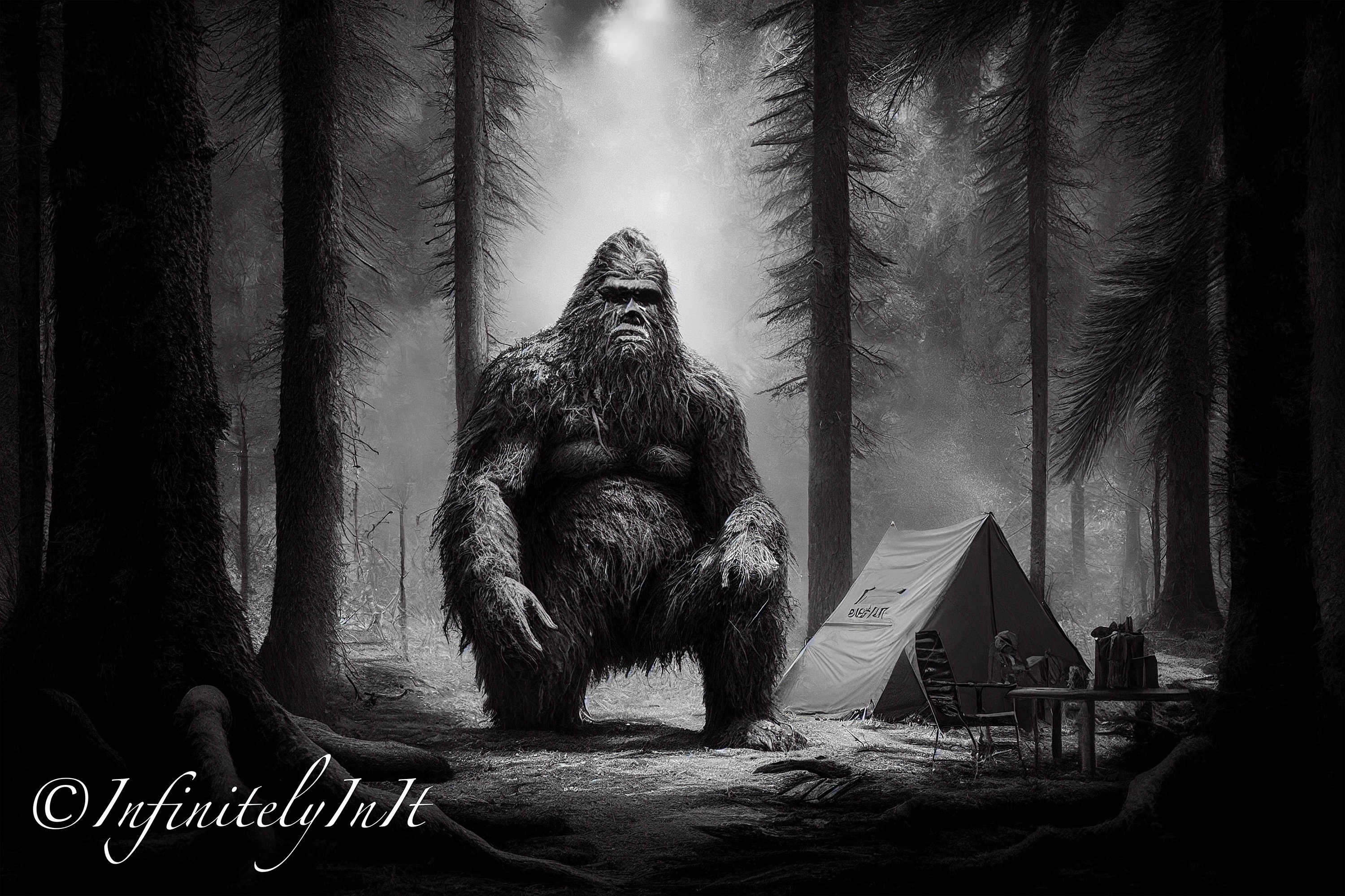 Bigfoot Wall Art Bigfoot at Campsite Art for Print Digital Download - Etsy