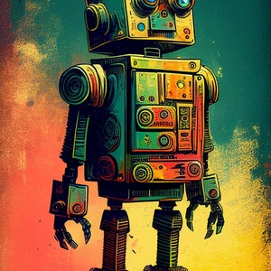 Retro Robot Wall Art for Game Room Robot Poster Art Digital Download - Etsy
