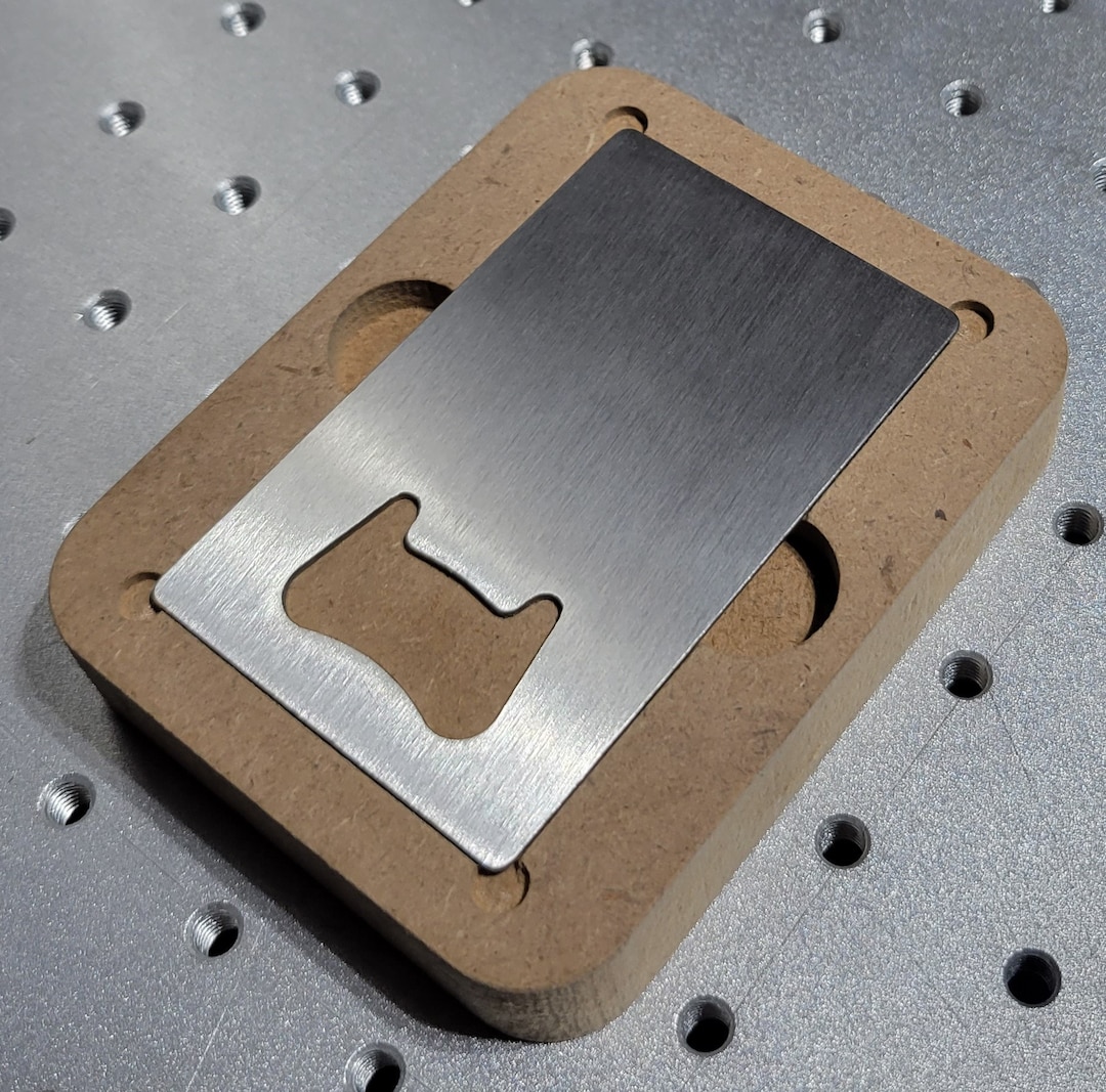 Laser Engraving Fixture for Stainless Steel Credit Card Bottle Openers ...