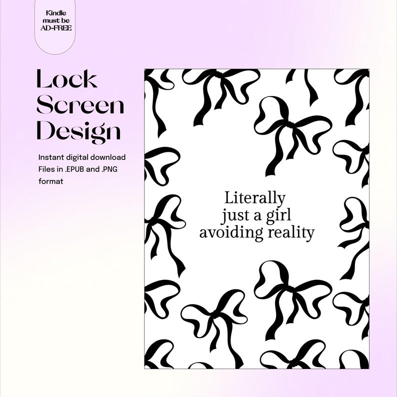 Coquette Kindle Lock Screen: Bow Design Wallpaper (digital Download) - Etsy