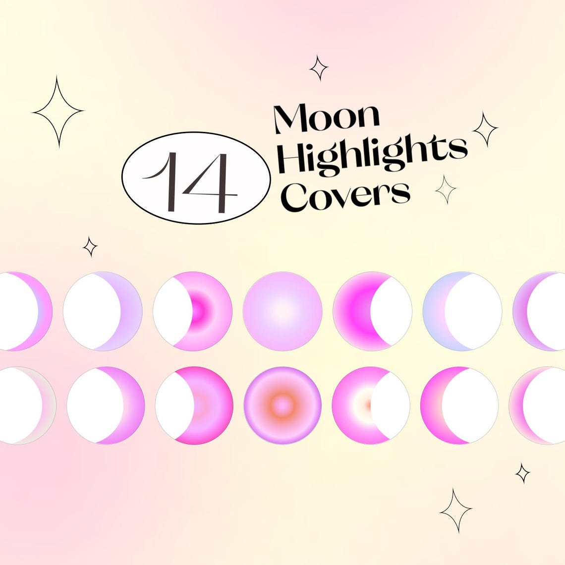 Moon Phase Instagram Highlight Covers Minimalist Celestial Icons Set ...