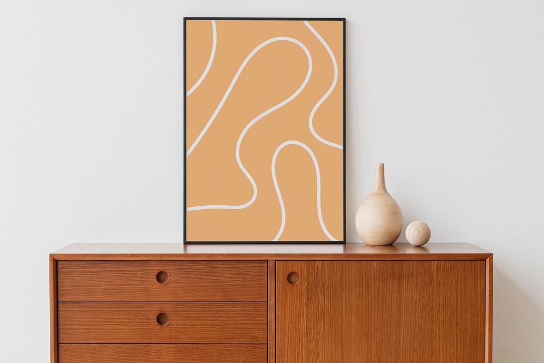 Abstract Lineal Beige Digital Art, Lineal Abstract Poster, Downloadable ...