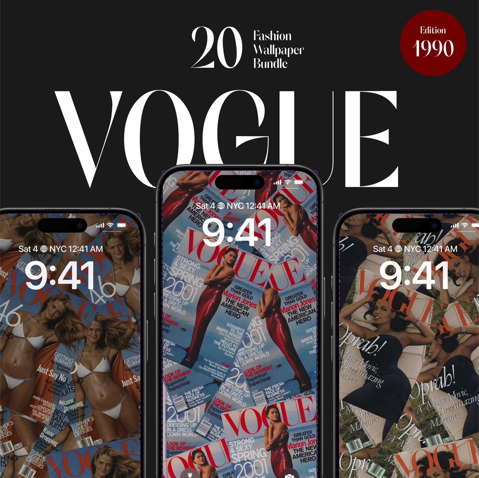 Vintage Vogue 90s Phone Wallpaper Chic Aesthetic Screensaver Fashon ...