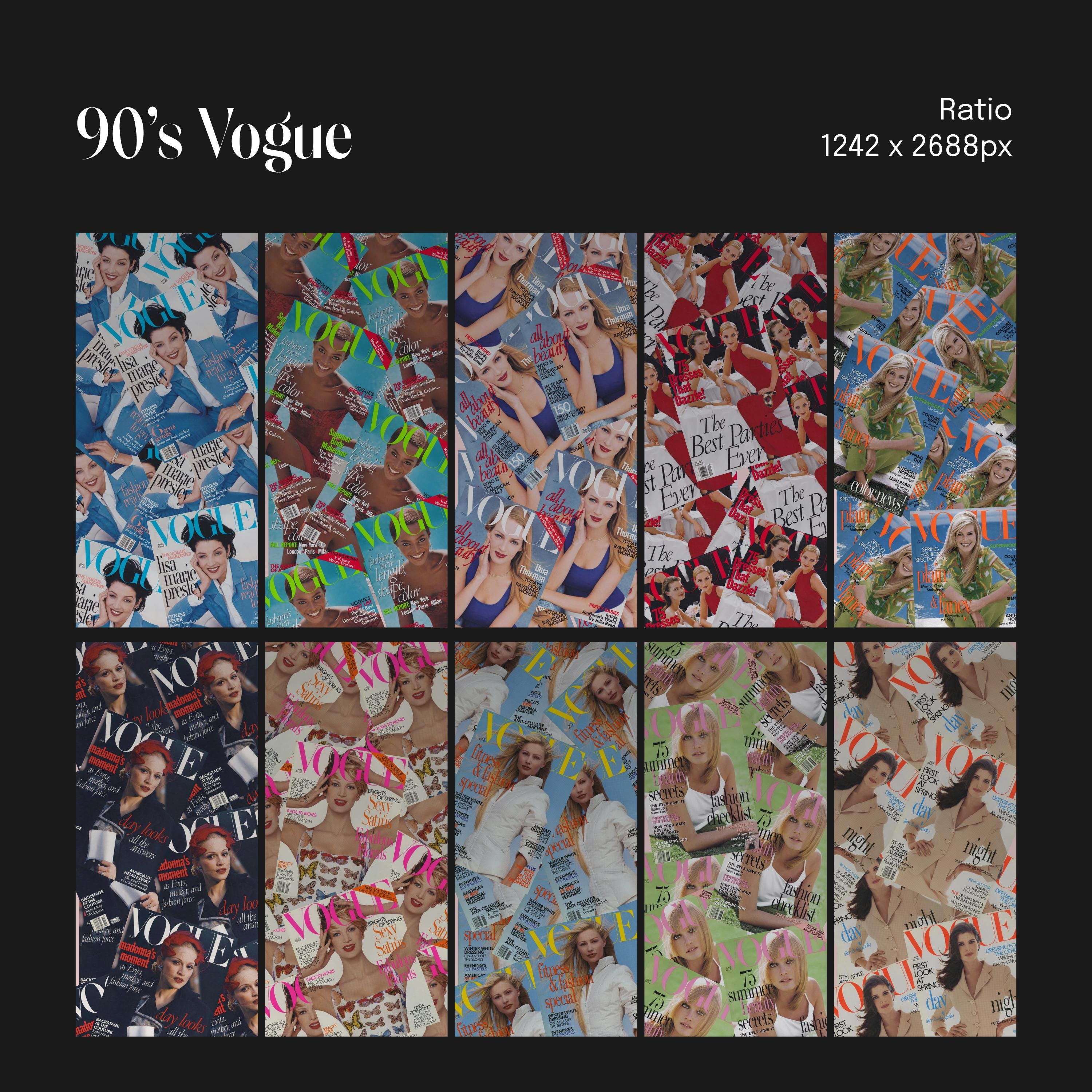 Vintage Vogue 90s Phone Wallpaper Chic Aesthetic Screensaver Fashon ...