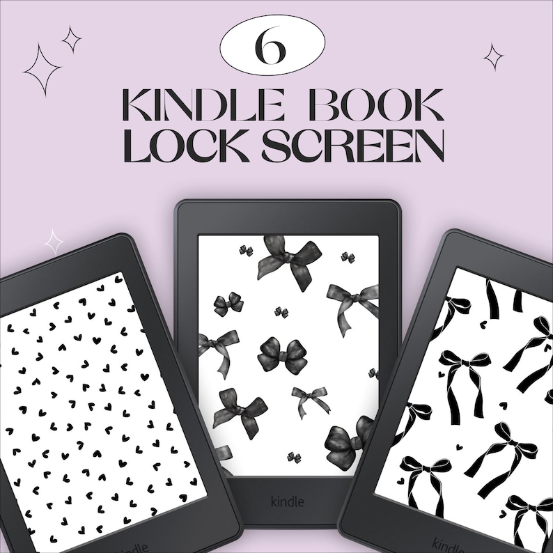 Coquette Kindle Lock Screen: Bow & Heart Designs (digital Download) - Etsy