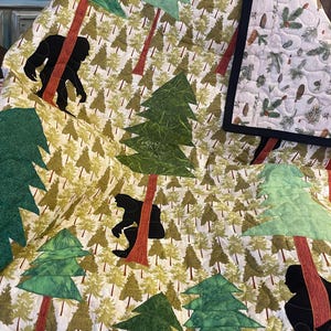 Bigfoot/ Sasquatch Hide and Seek Applique Quilt/throw - Etsy