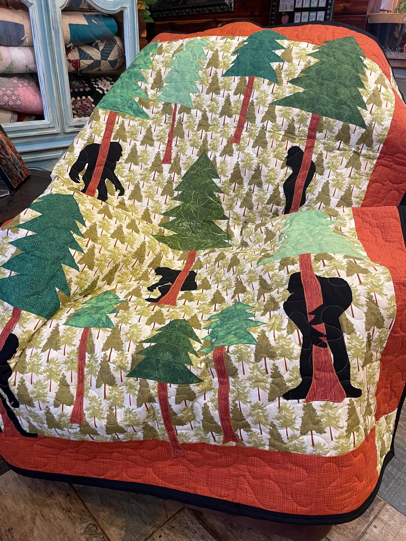 Bigfoot/ Sasquatch Hide and Seek Applique Quilt/throw - Etsy