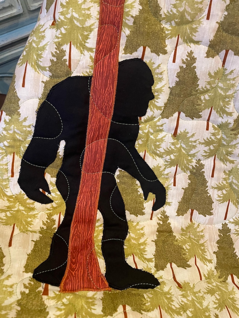 Bigfoot/ Sasquatch Hide and Seek Applique Quilt/throw - Etsy