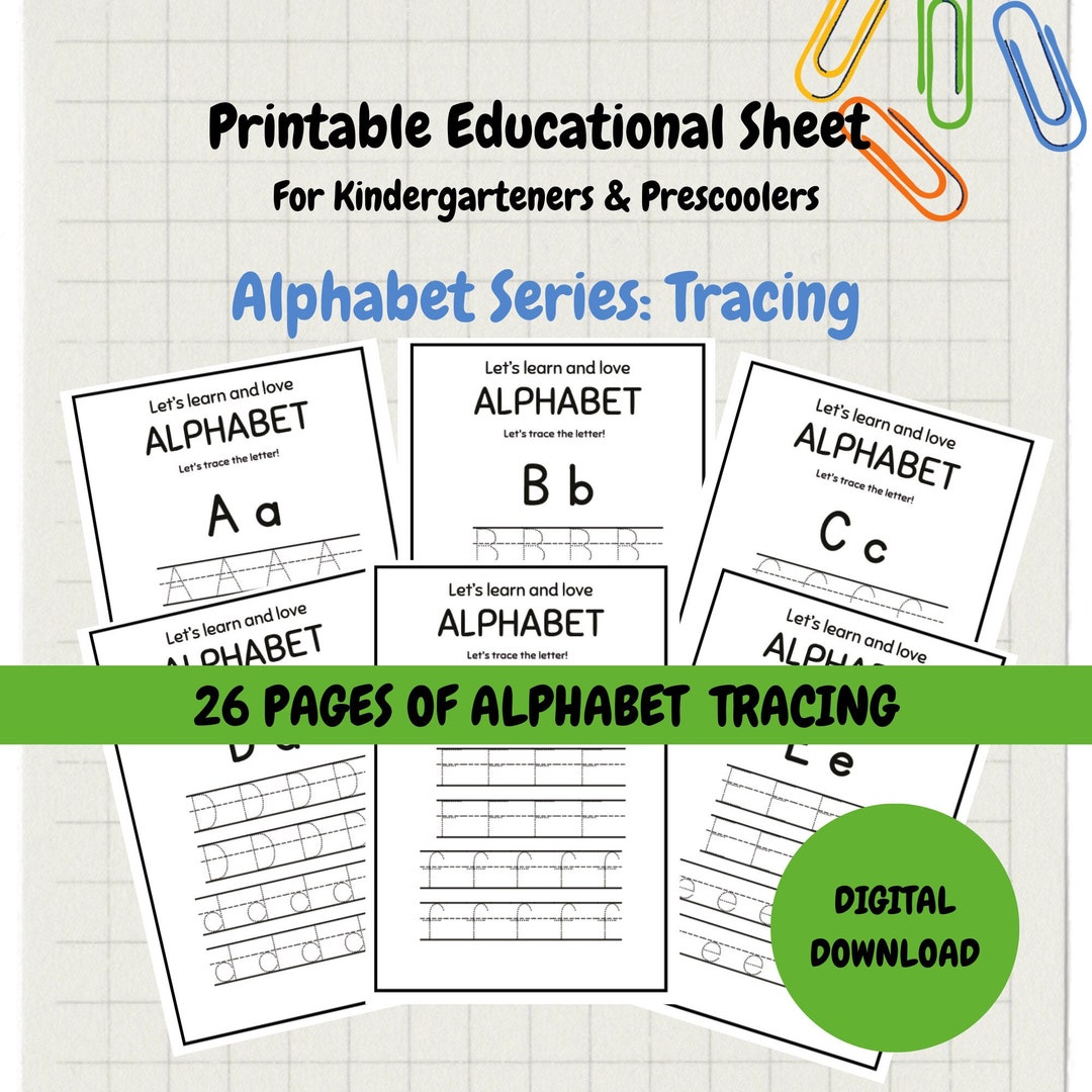 Printable Alphabet Tracing Sheets for Preschool Kindergarten Homeschool ...