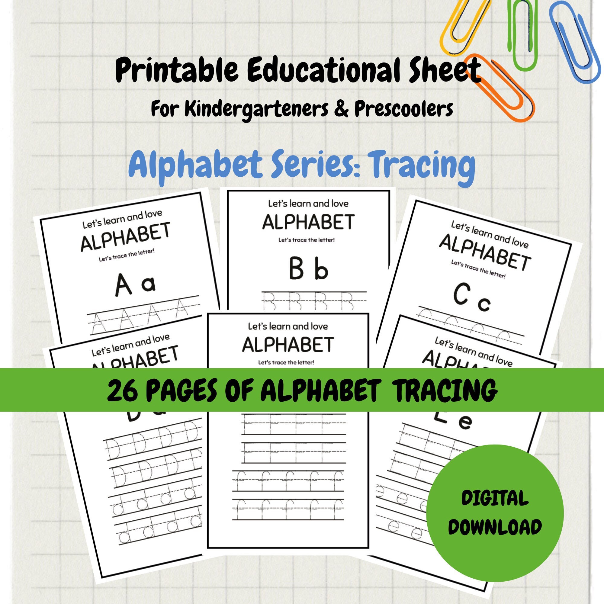 Printable Alphabet Tracing Sheets for Preschool Kindergarten Homeschool ...