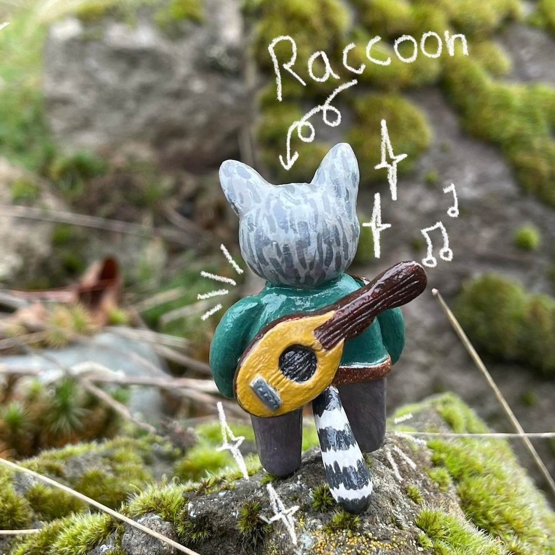 Mini Handmade Clay Raccoon Cute Unique Handmade Gift, Cute Forest ...