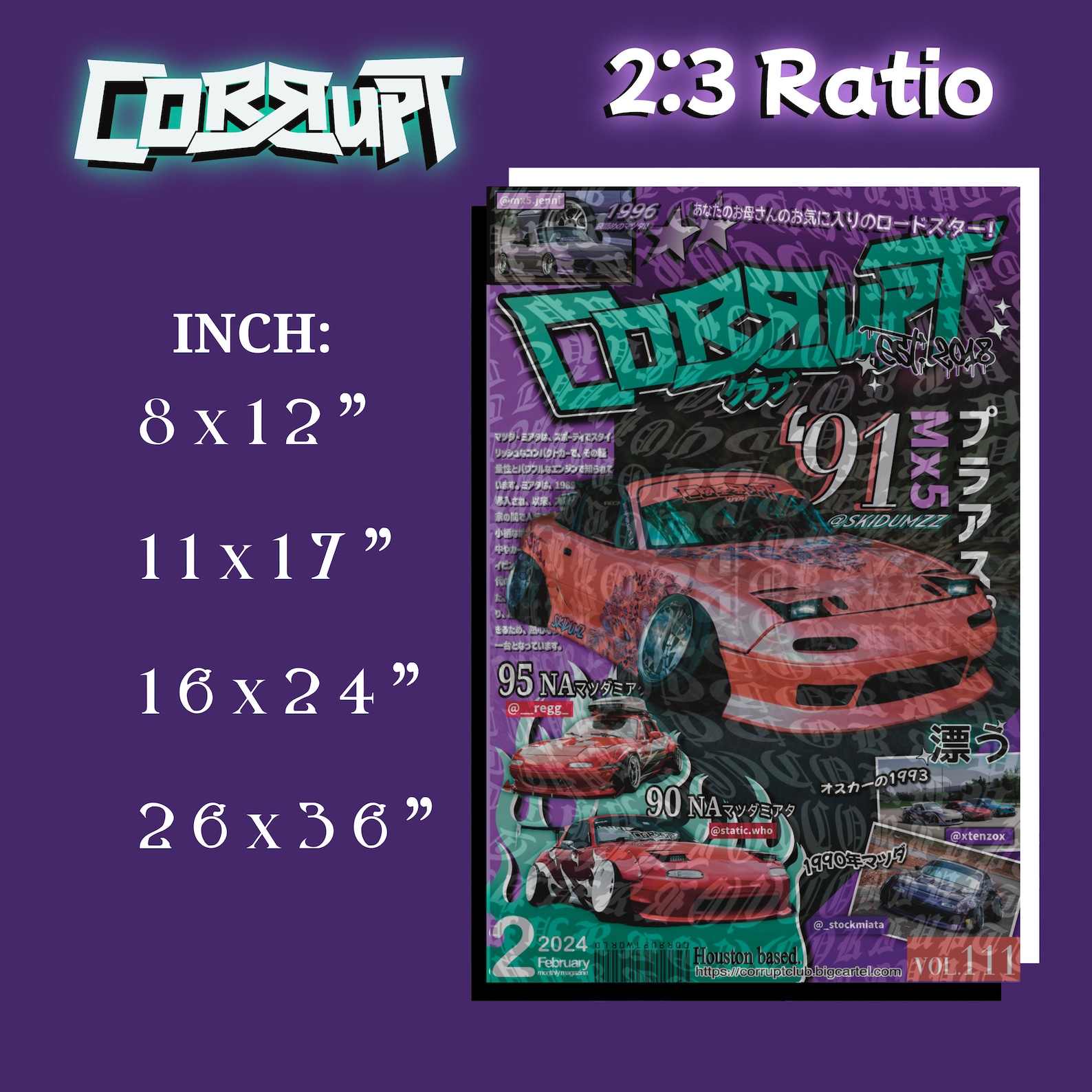 Miata Jdm Corrupt Poster Volume 111 Wall Art Printable Y2k - Etsy