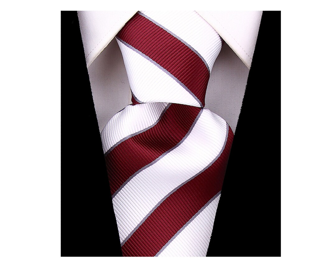 College Striped Ties for Men - Woven Necktie - Burgundy W/white - Etsy