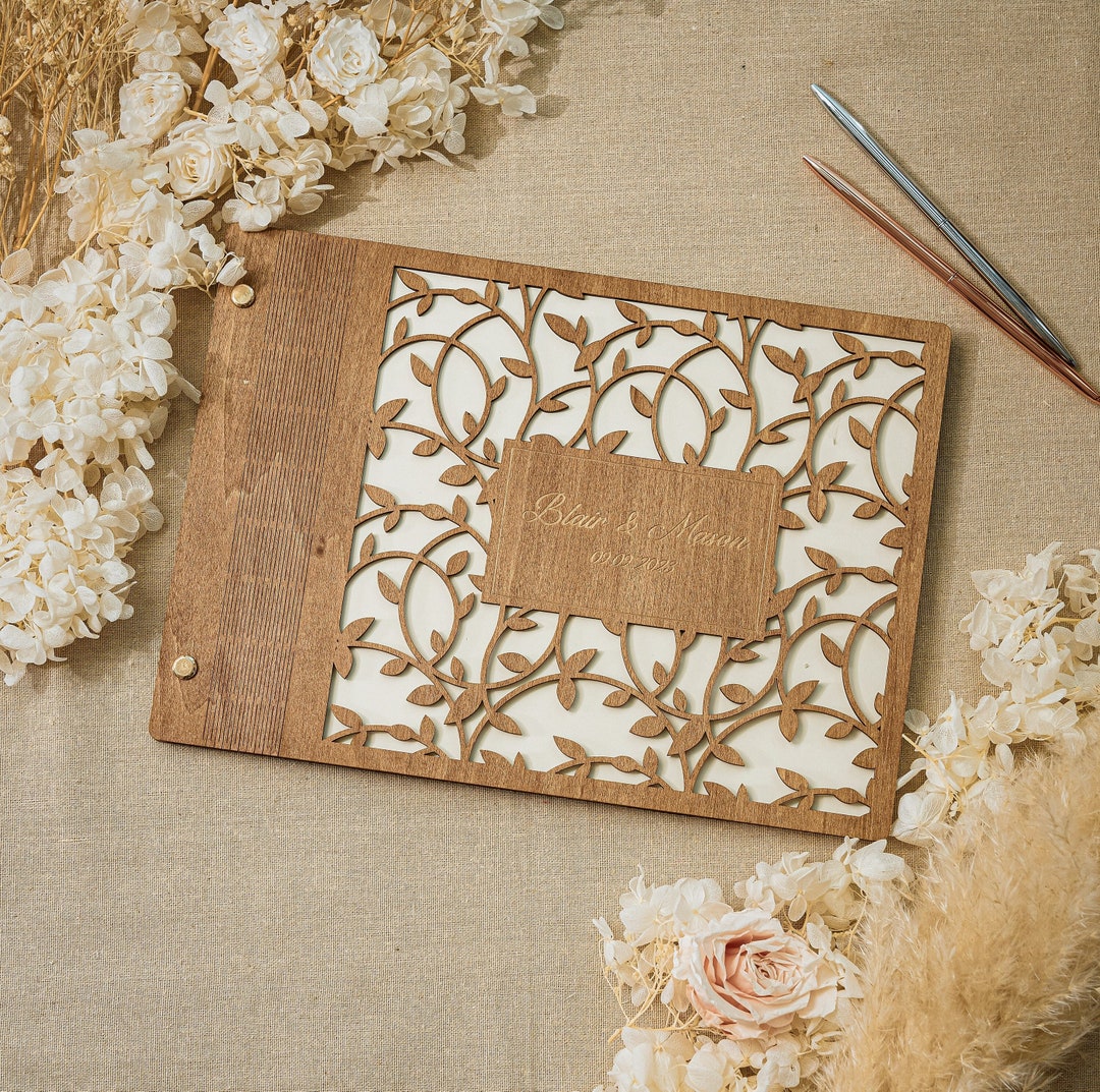 Personalized Wooden Wedding Guest Book, Wedding Guest Book, Boho ...