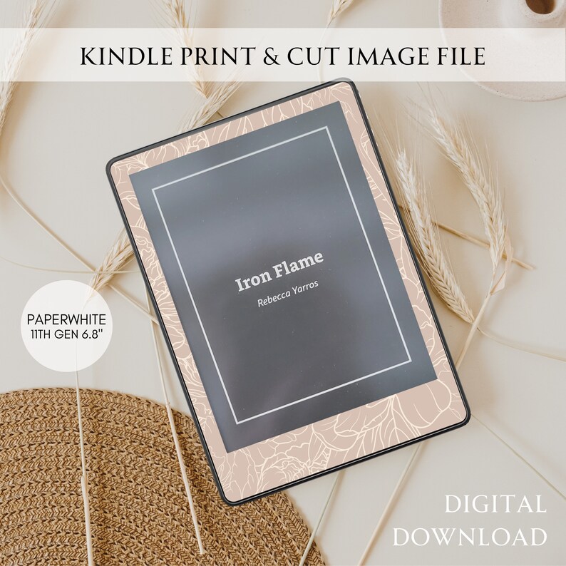Peonies Line Art Kindle Skin PNG Print and Cut File | Paperwhite Gen 11 ...