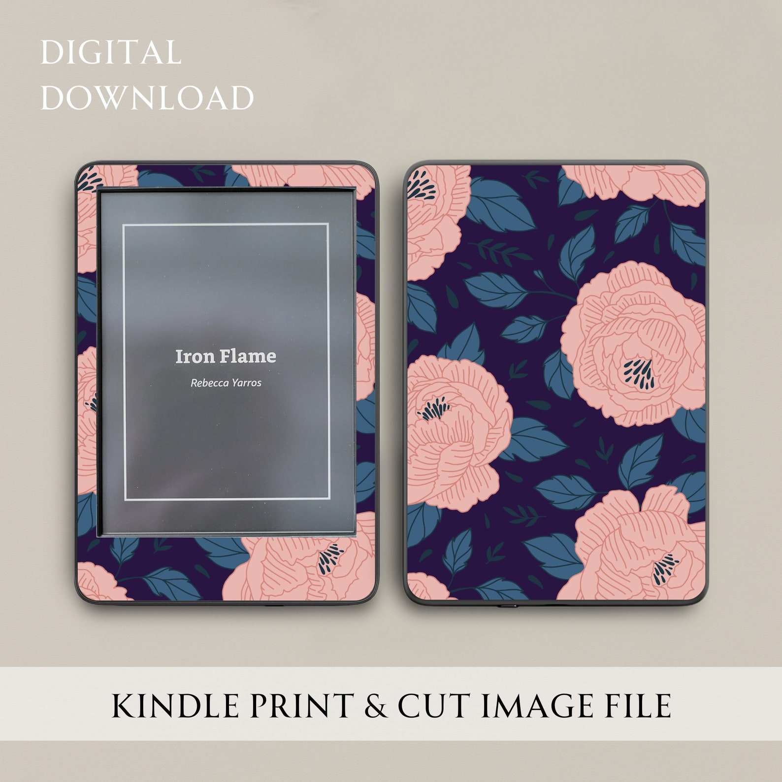 Bold Peony Print Kindle Skin PNG Print and Cut File | 2022, 2024 BASIC ...