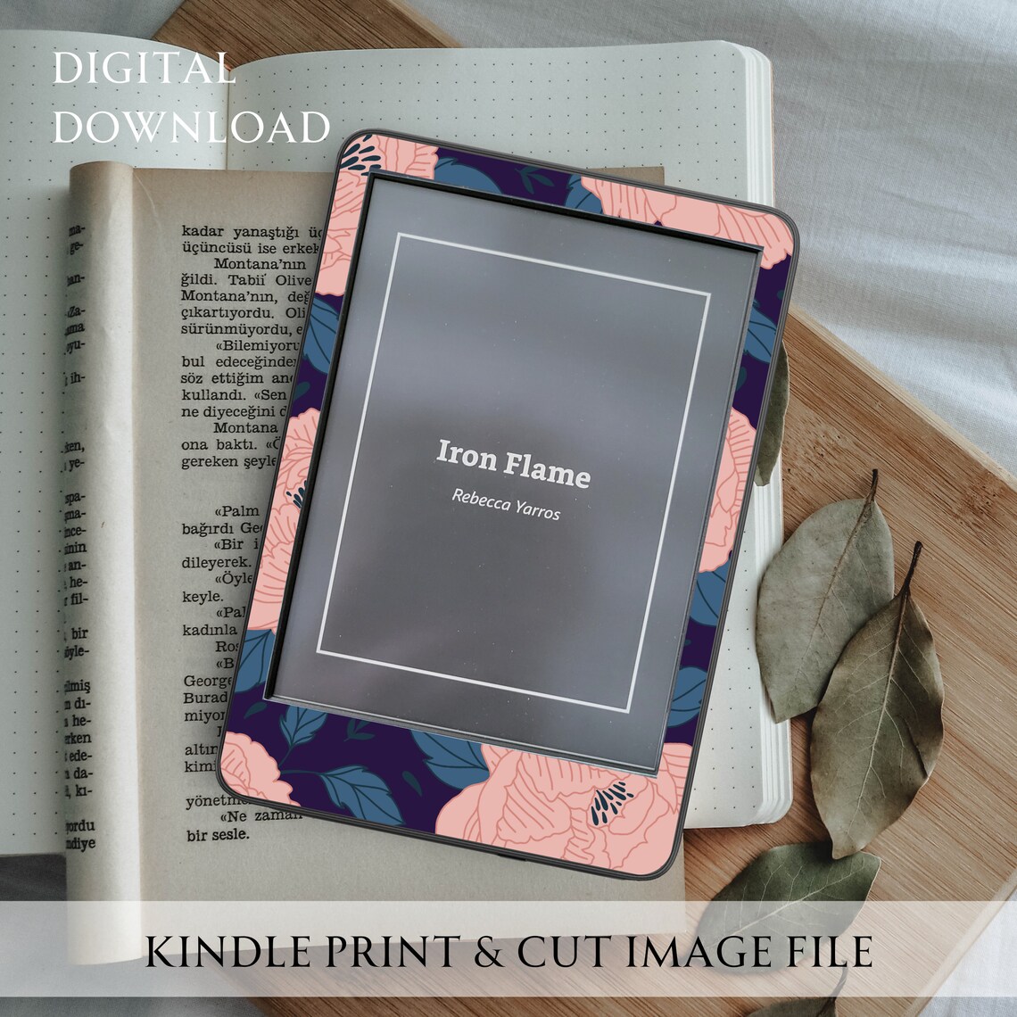 Bold Peony Print Kindle Skin PNG Print and Cut File | 2022, 2024 BASIC ...