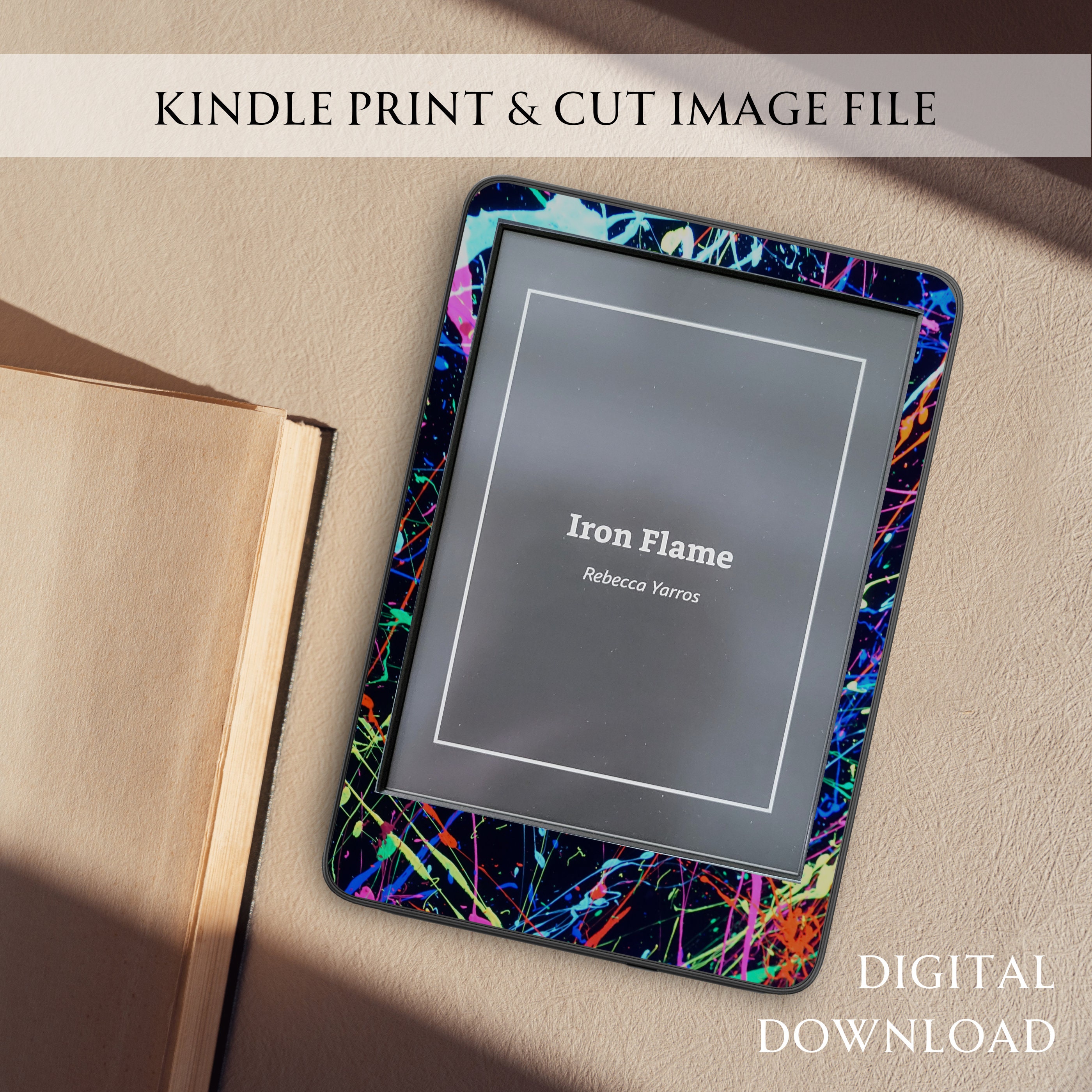 Paint Splatter Kindle Skin PNG Print and Cut File | 2022 BASIC Kindle 6 ...