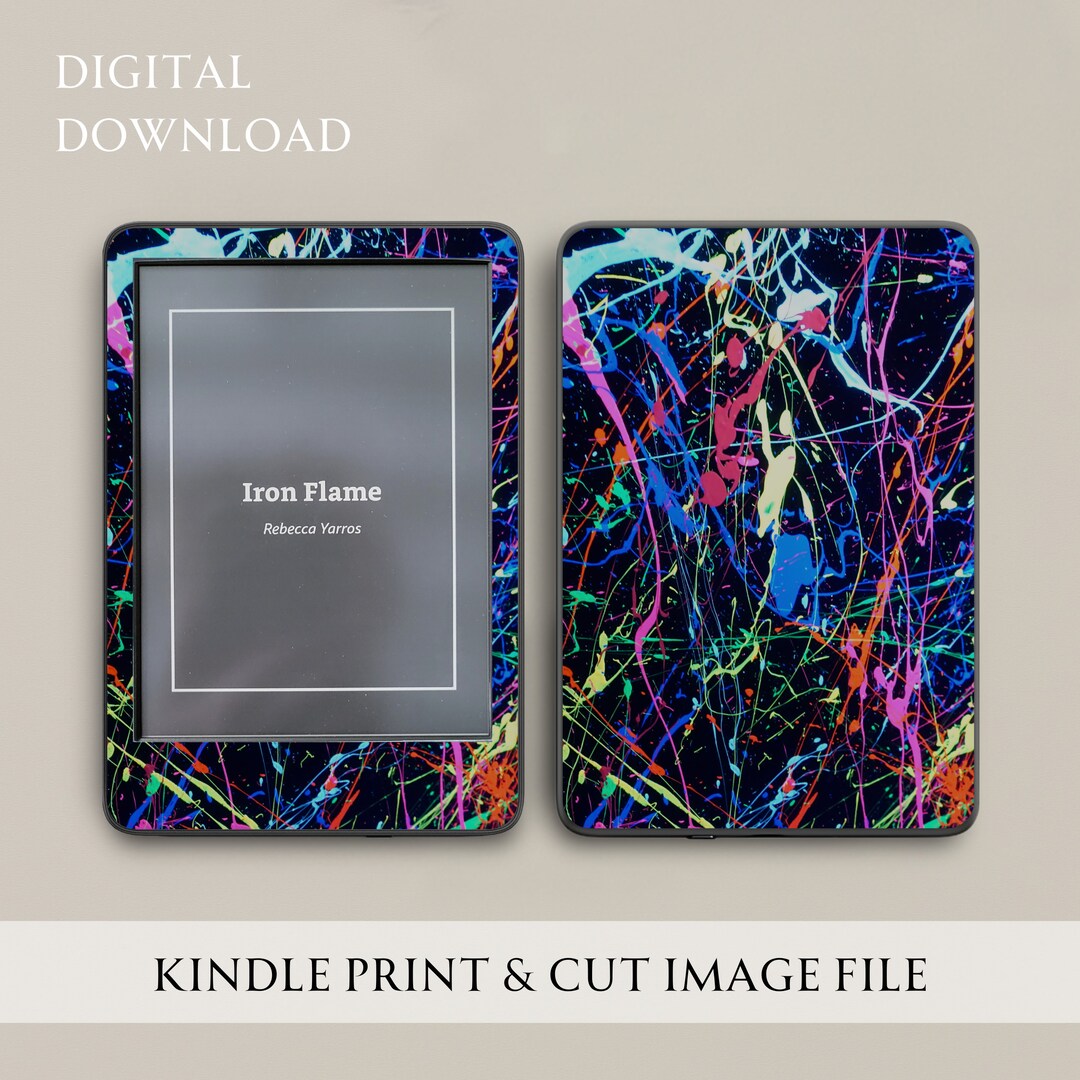 Paint Splatter Kindle Skin PNG Print and Cut File | 2022 BASIC Kindle 6 ...
