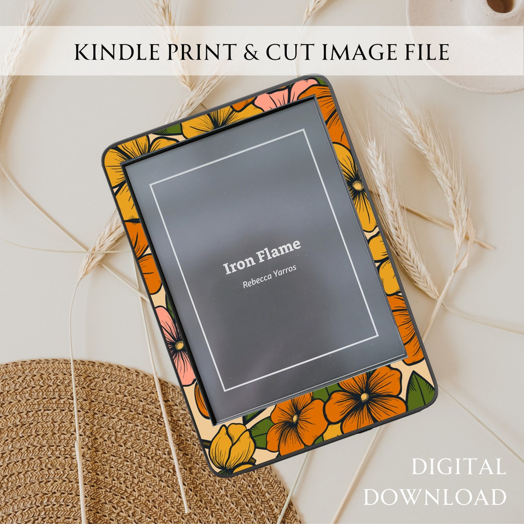 70's Floral Kindle Skin PNG Print and Cut File | 2022, 2024 Kindle 6 ...