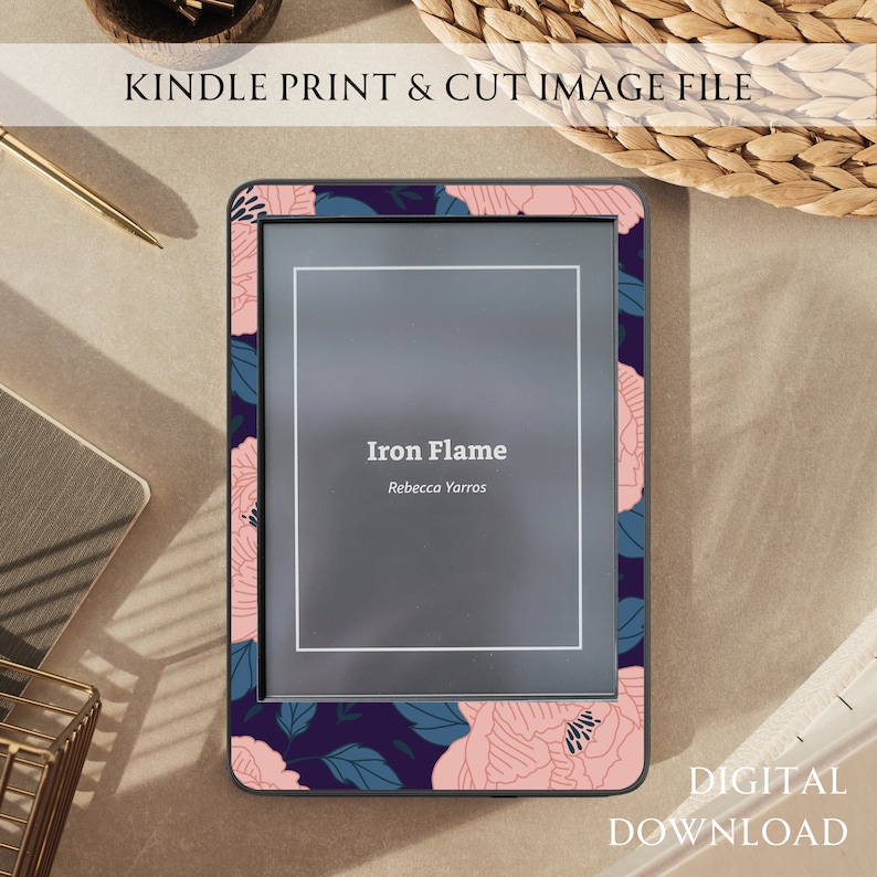 Bold Peony Print Kindle Skin PNG Print and Cut File | 2022, 2024 BASIC ...
