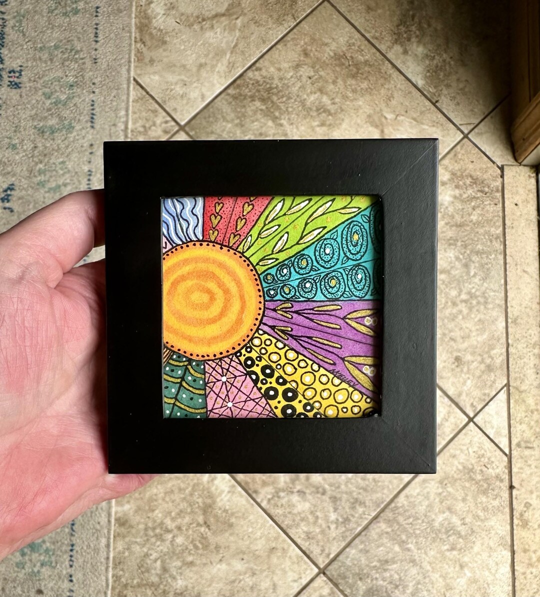 Sun Rays - Original Watercolor and Ink Painting - NOT a Print - Tiny ...