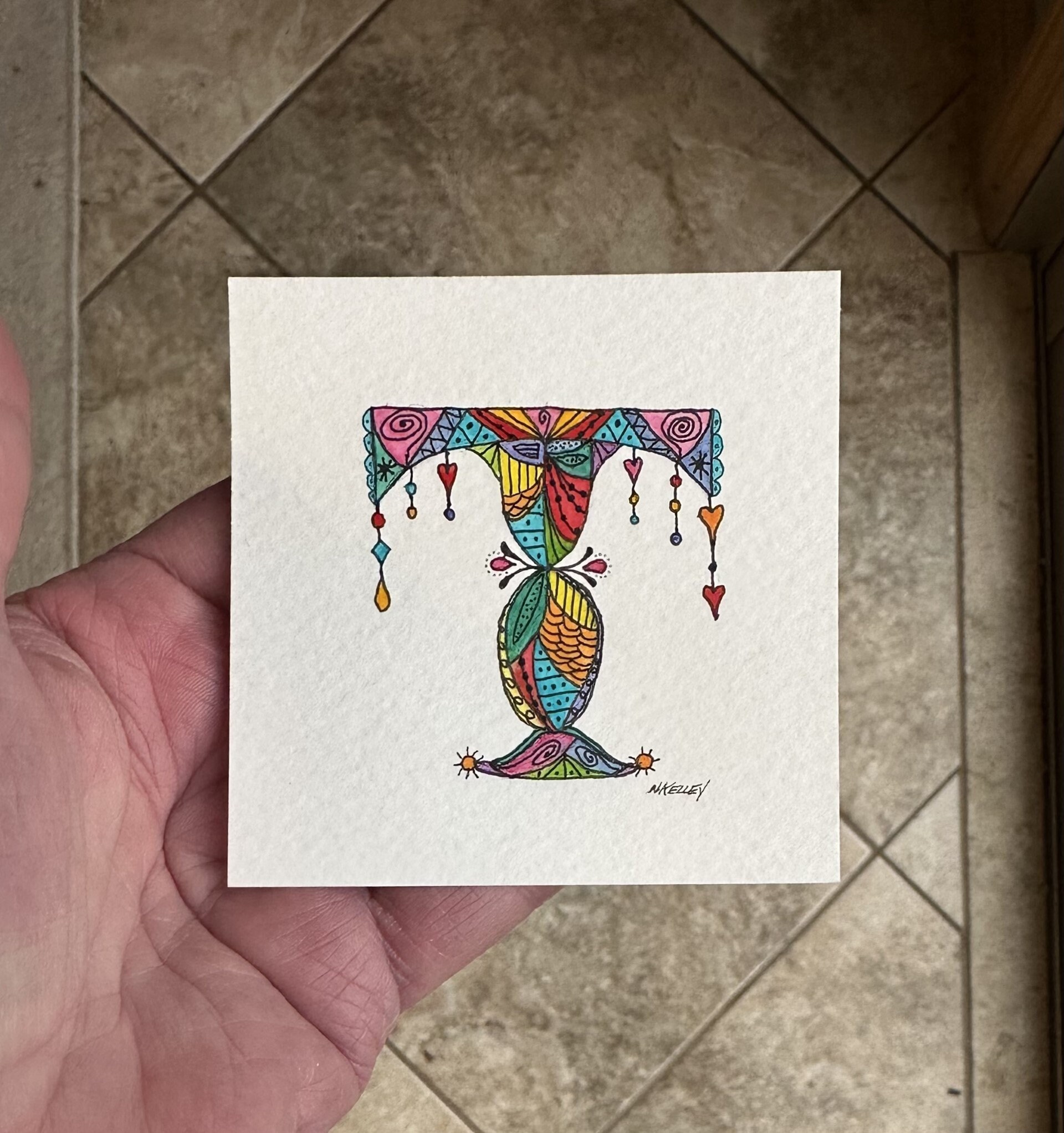 T Letter T Painting Original Painting NOT a Print Tiny Painting ...