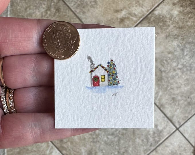 Super Miniature House With Christmas Lights Ornament - Original ...