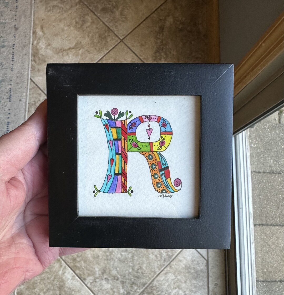 R - Letter R Painting - Original Painting - NOT a Print - Tiny Painting ...