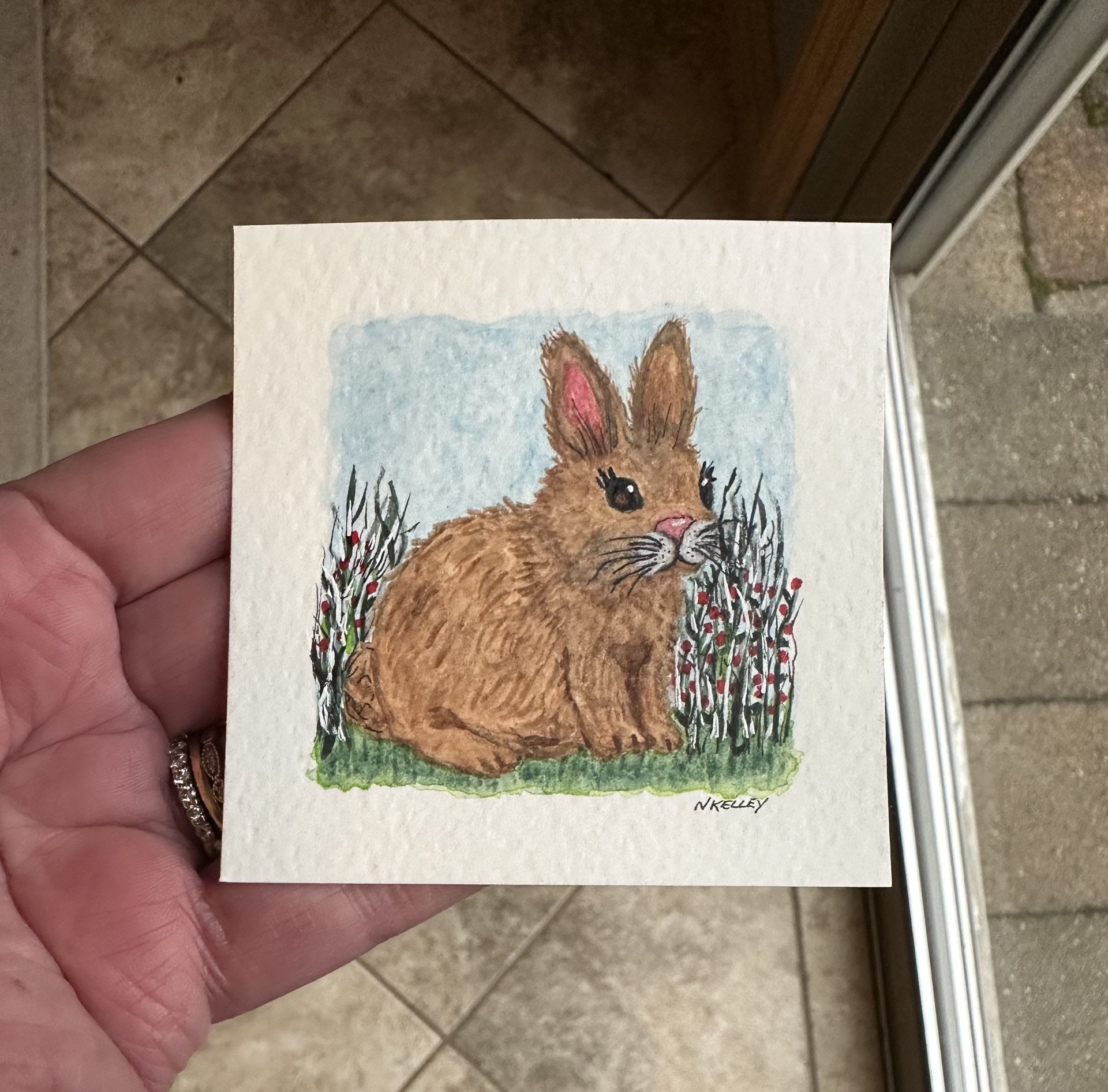 Bunny Rabbit Painting Original Painting NOT a Print Tiny Painting ...