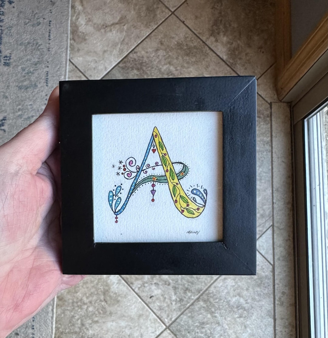 A - Letter A Painting - Original Painting - NOT a Print - TINY Painting ...